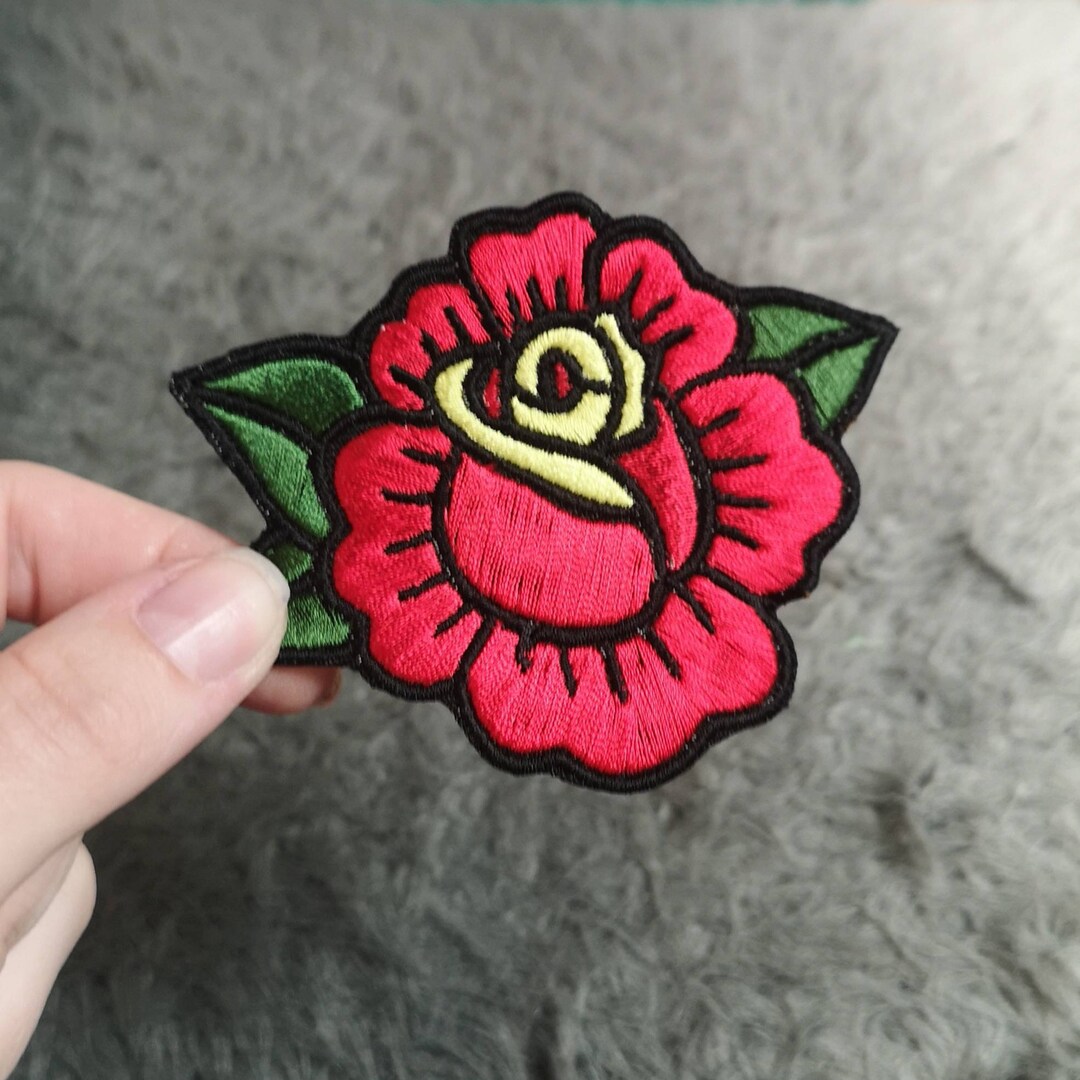 Classic Red Rose Sailor Tattoo Inspired Embroidered Patch American ...