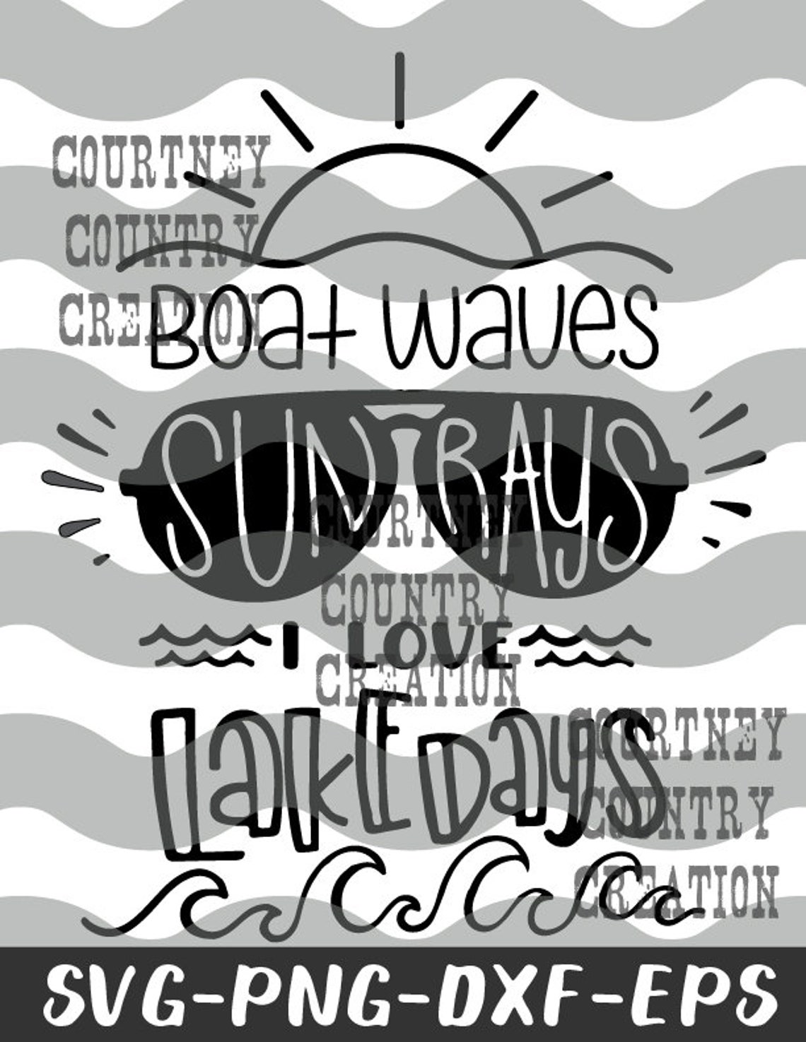 Boat Waves Sun Rays I Love Lake Days Svg, Lake Life, Lake Aholic ...