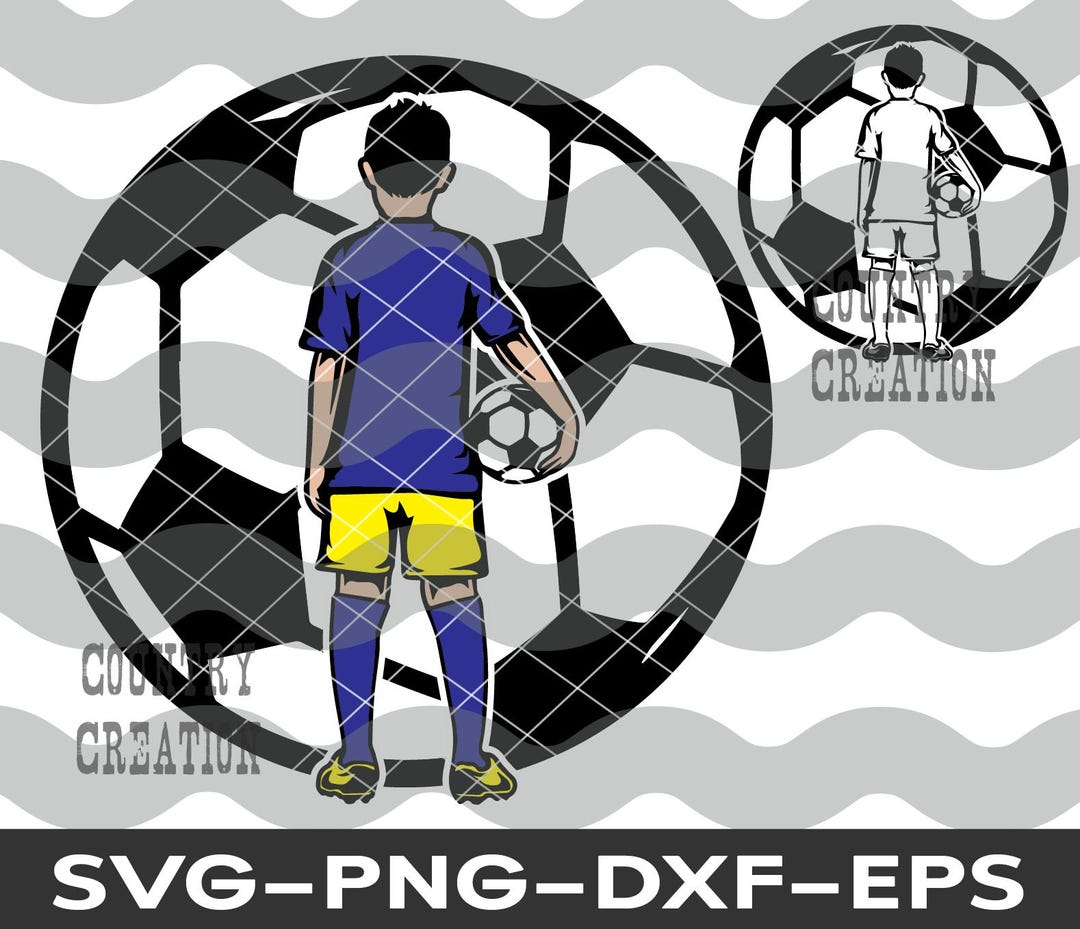 Customizable Layered Youth Boy Soccer Player SVG, Soccer Goal, Soccer ...