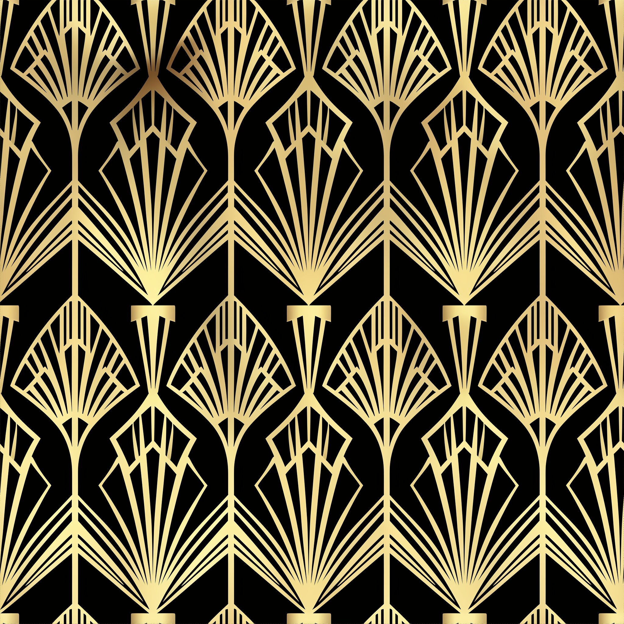 Floral Art Deco Pattern, 1920s Digital Paper, Seamless Background, Art ...