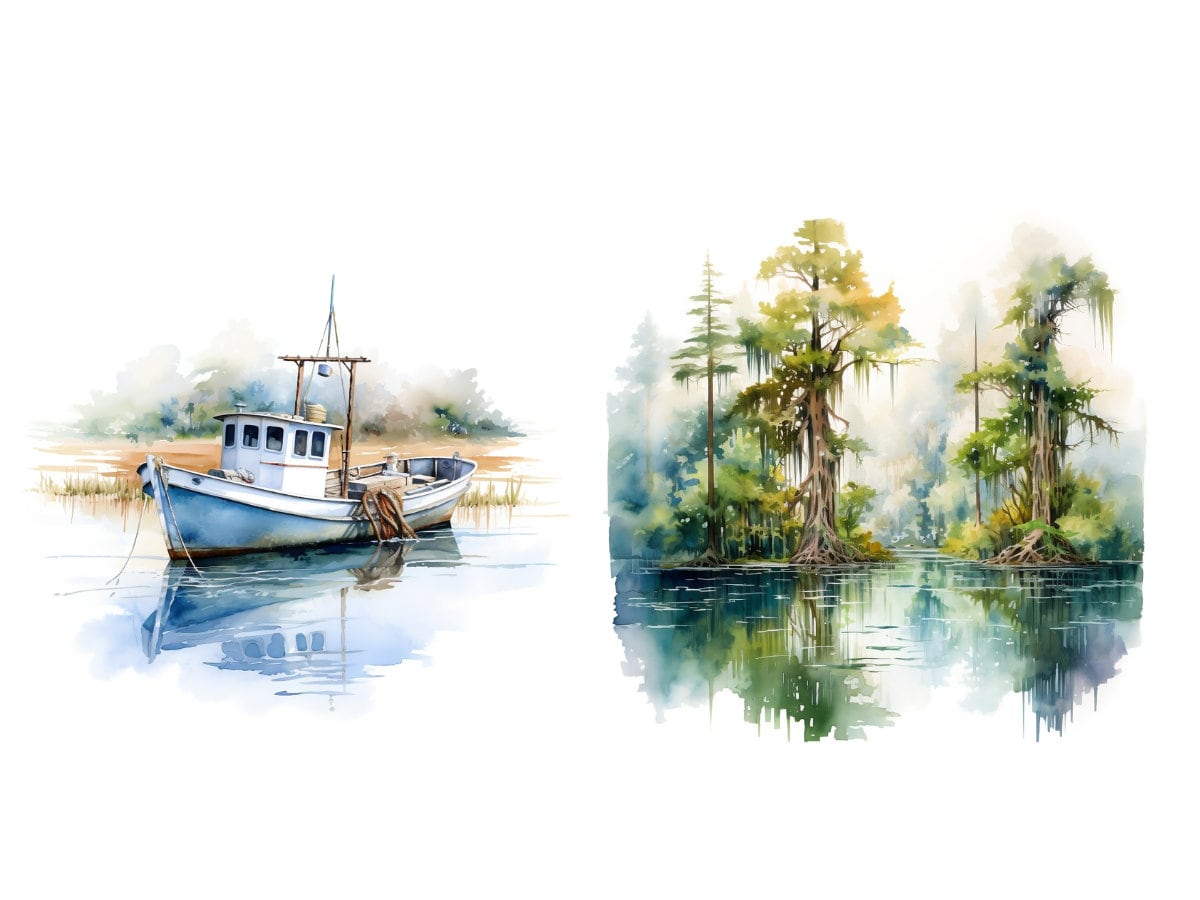 Watercolor Lowcountry Clipart, Marsh Clipart - Watercolor Clipart ...