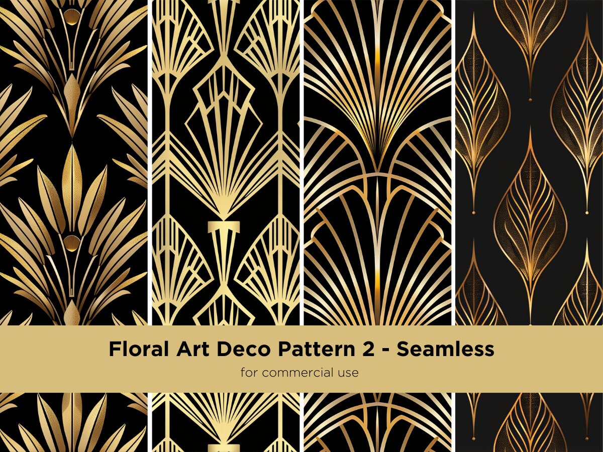 Floral Art Deco Pattern, 1920s Digital Paper, Seamless Background, Art ...
