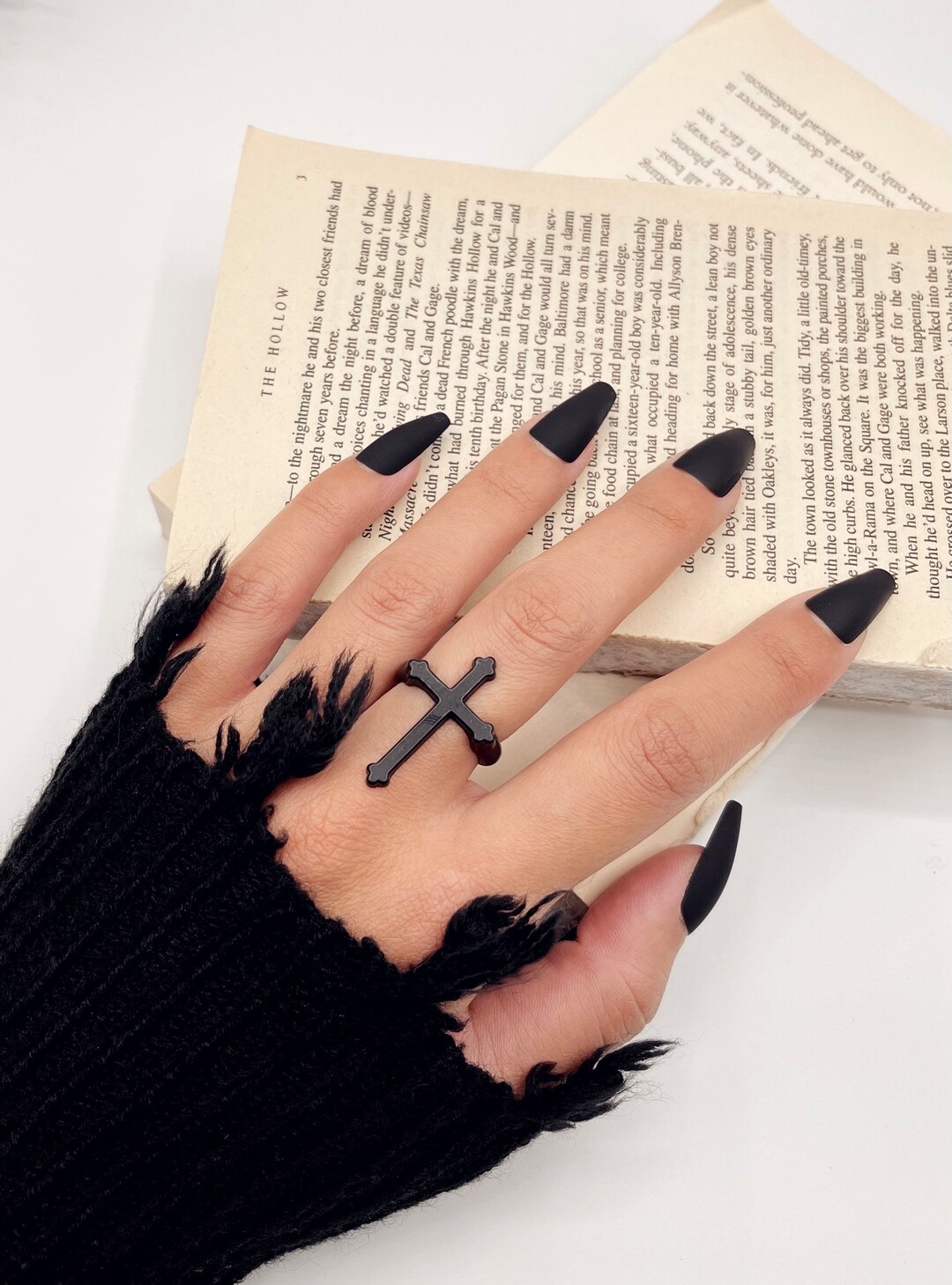 Gothic Cross Ring Black Goth Ring Gothic Lolita Aesthetic Alt Jewelry ...