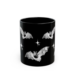 Halloween Bats Black Mug, Bat Mug, Fall Black Mug, Halloween Mug With ...