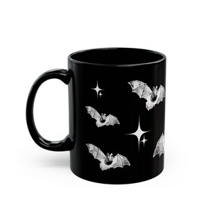 Halloween Bats Black Mug, Bat Mug, Fall Black Mug, Halloween Mug With ...