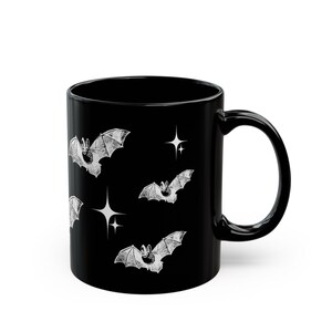 Halloween Bats Black Mug, Bat Mug, Fall Black Mug, Halloween Mug With ...