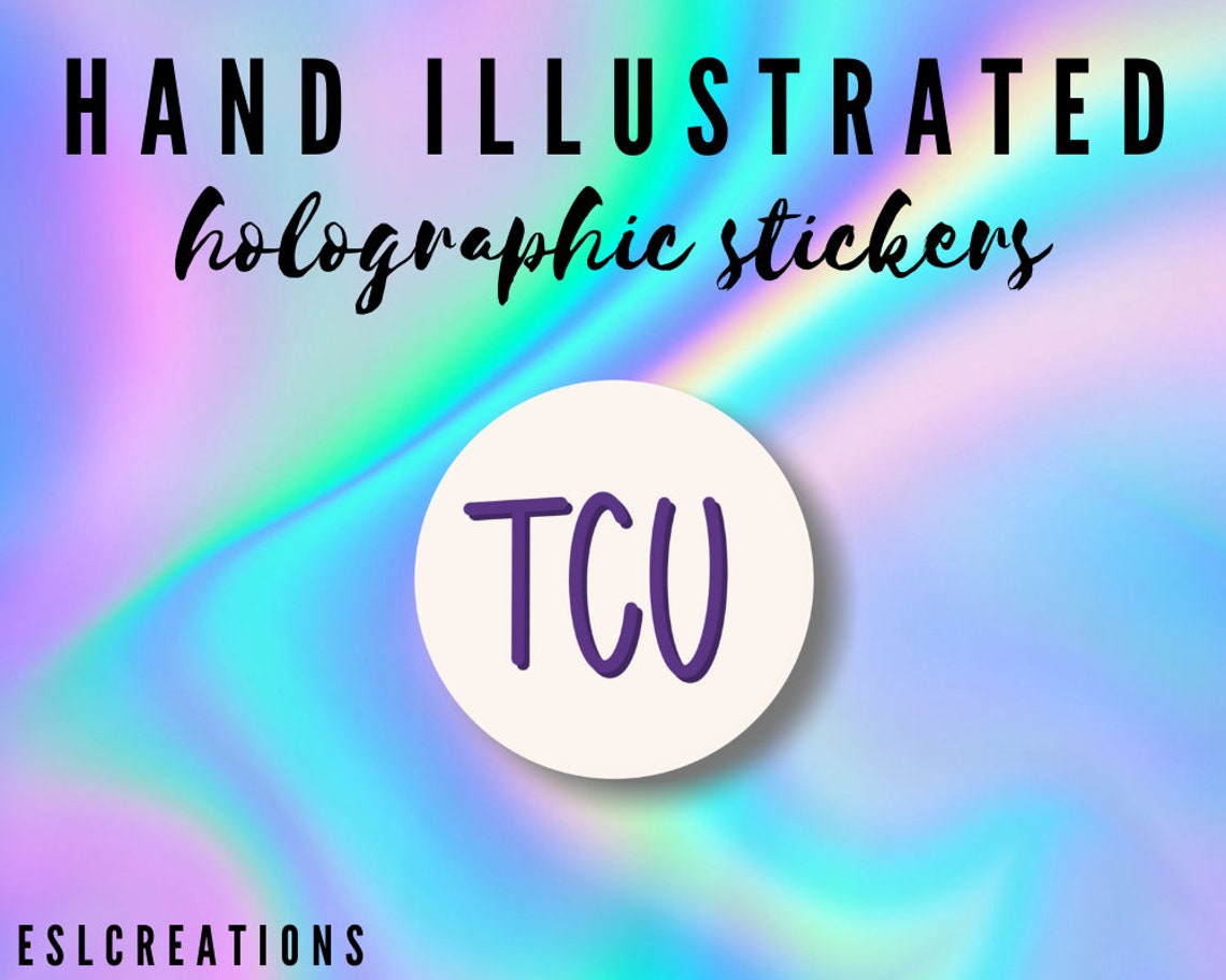 TCU Iridescent Stickers Individual or Bundled Water bottle | Etsy