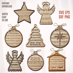 Christmas Sheet Music Ornaments Svg Bundle, Christmas Notes Svg ...