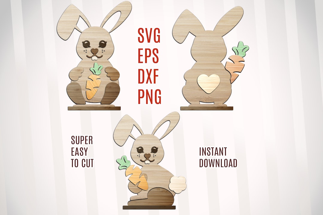 Easter Bunny Stand Svg, Easter Rabbit Svg Cut File, Easter Bunny Dxf ...