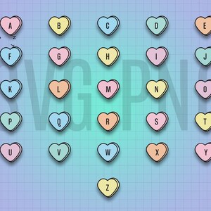 Candy Heart Alphabet SVG, PNG, Layered Conversation Hearts Svg, Png ...