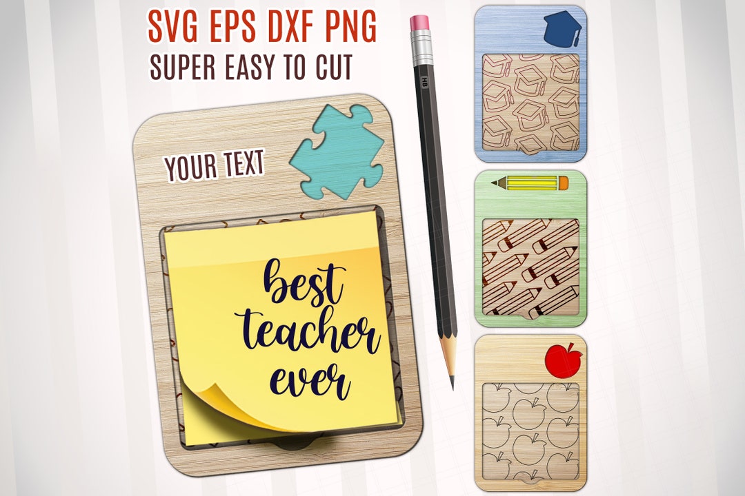 Teacher Note Holder Svg Bundle, Personalized Teacher Gift, School Desk ...