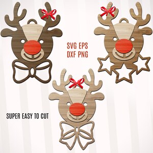 Christmas Reindeer Cut File, Reindeer Ornament SVG, Christmas Ornaments ...
