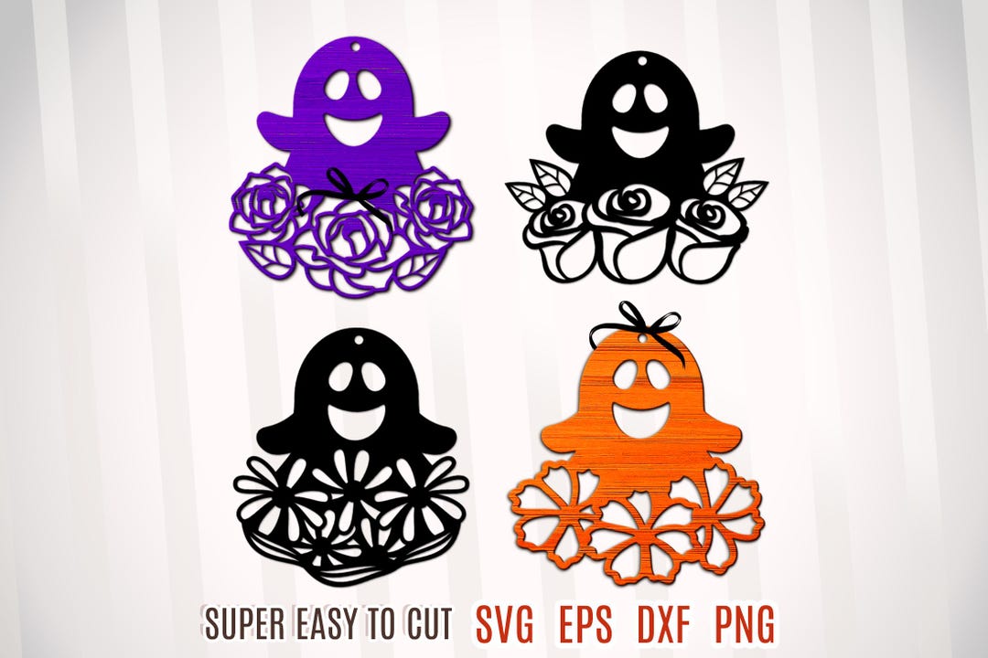 Ghost Flowers Laser Cut Svg, Ghost Flowers Svg Bundle, Ghost With ...