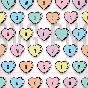 Candy Heart Alphabet SVG, PNG, Layered Conversation Hearts Svg, Png ...