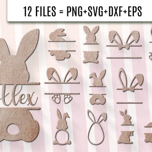 Easter Bunnies SVG, Monogram Bunnies SVG, Easter Svg, Bunny Split Svg ...