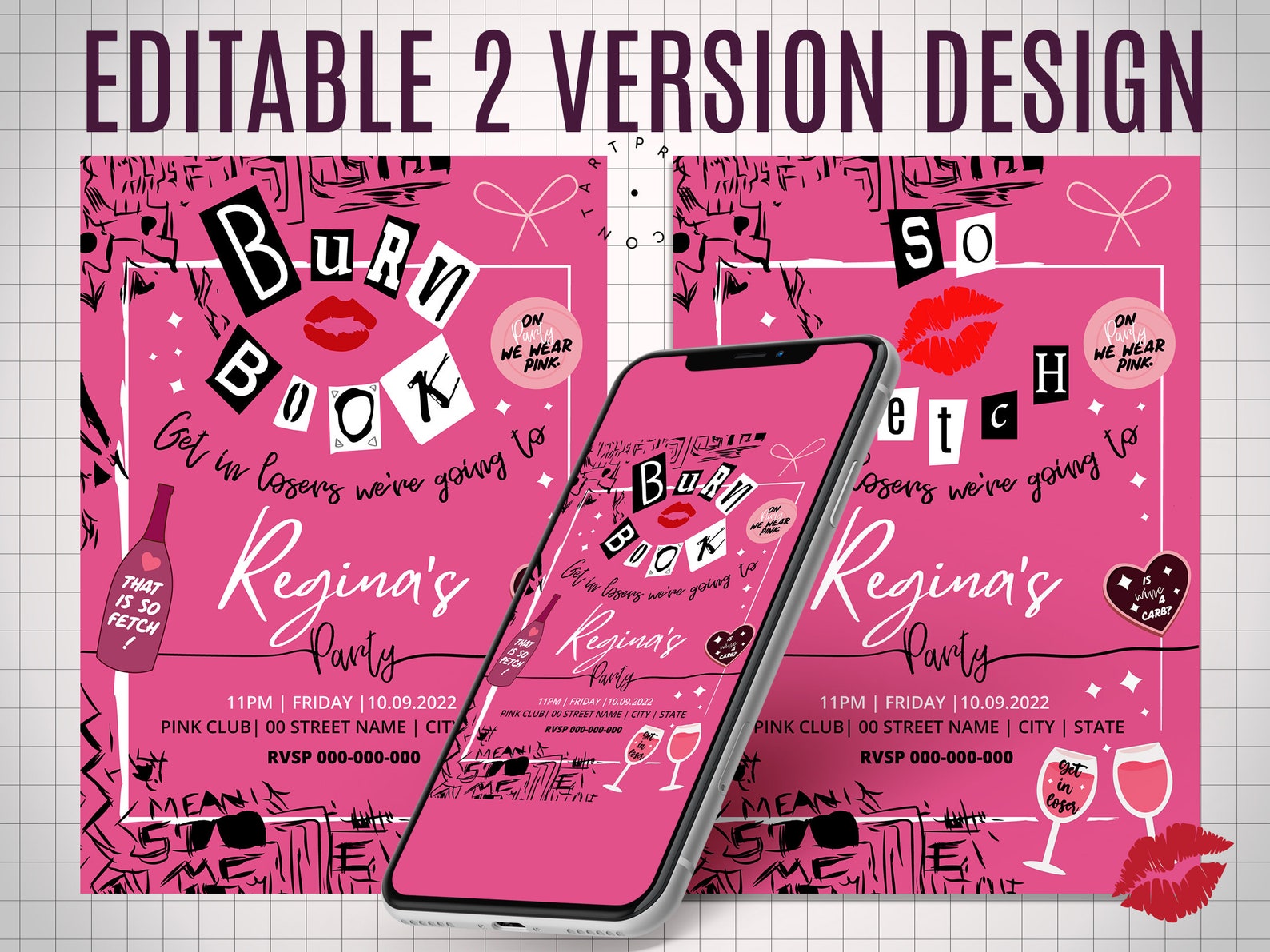 2x Mean Girls Party Invitation Editable Mean Girls Birthday - Etsy