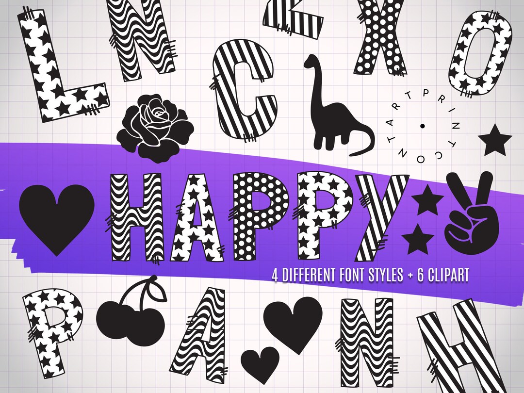 Black and White Doodle Letters and Cliparts, Alpha Pack Digital ...