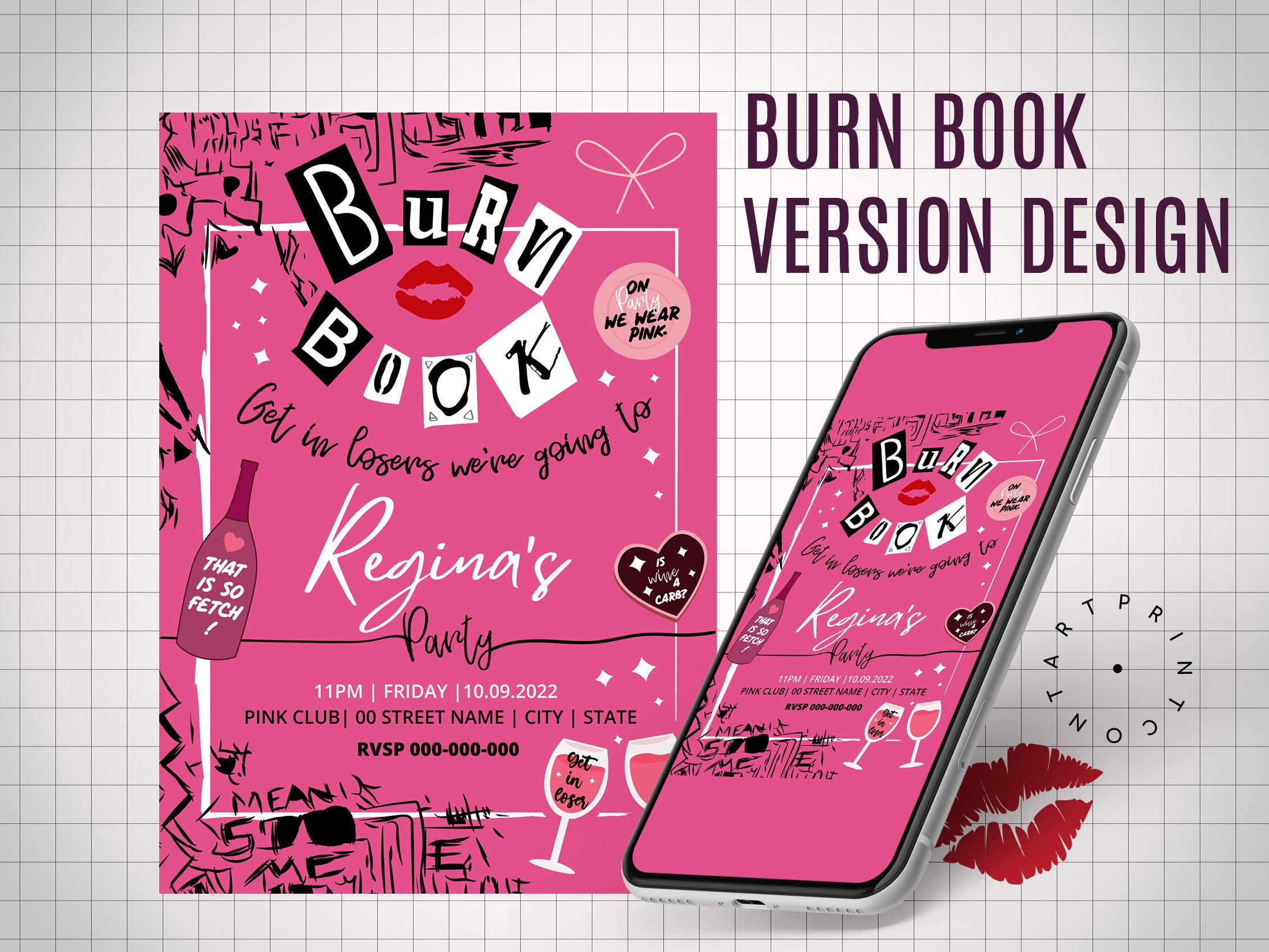 2x Mean Girls Party Invitation Editable Mean Girls Birthday - Etsy