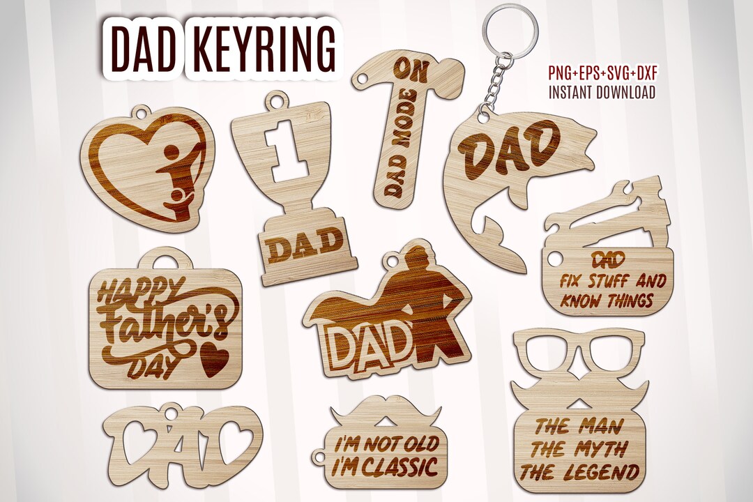 Father's Day Keychain Svg, Father's Day Svg Cut File, Personalized Gift ...