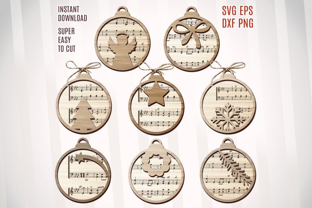 Christmas Sheet Music Ornaments Svg Bundle, Christmas Notes Svg ...
