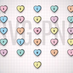 Candy Heart Alphabet SVG, PNG, Layered Conversation Hearts Svg, Png ...