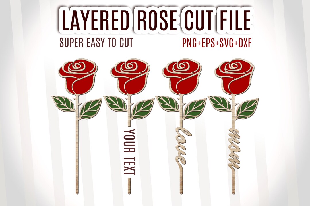 Rose Laser Cut File, Mother's Day Flower Svg, Valentine Wood Rose, Rose ...