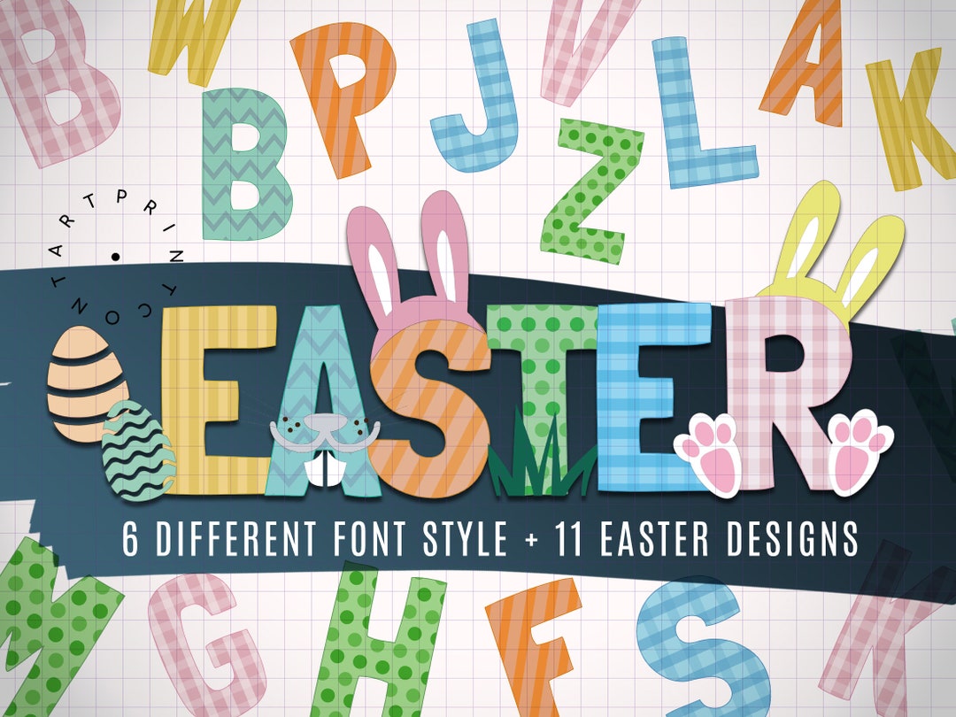 Easter Letters PNG Bundle, Easter Sublimation Doodle Letters, Easter ...