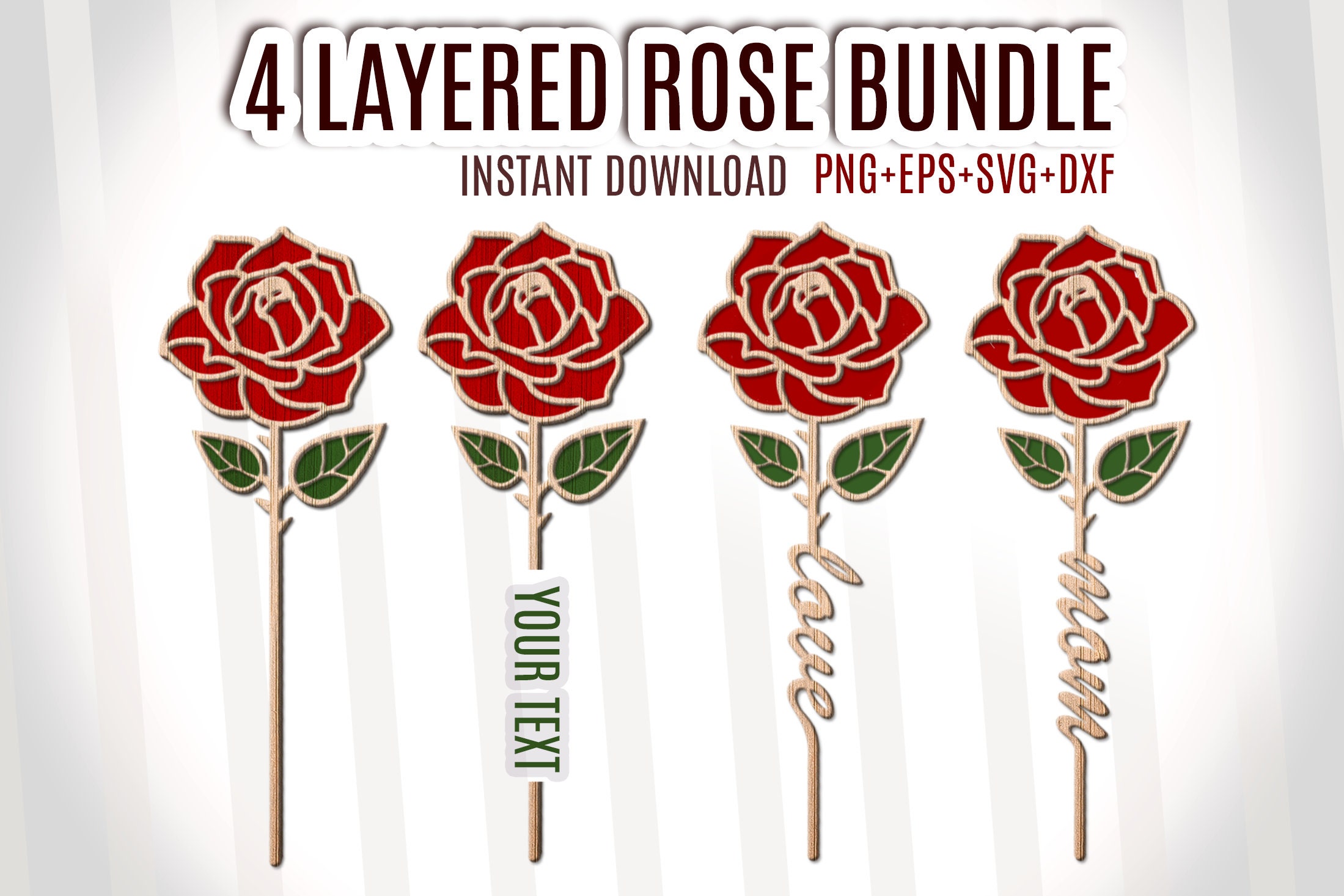 Mom Rose Laser Cut File Mother Day Svg Laser Bundle Rose - Etsy Canada