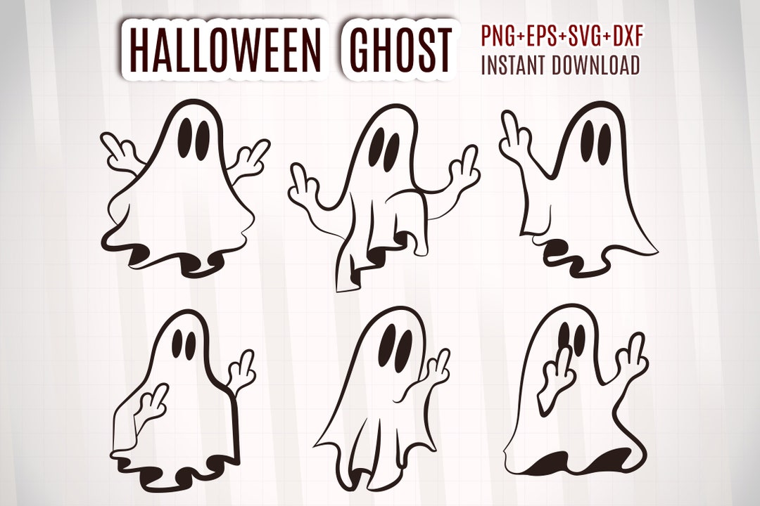 Middle Finger Ghost Svg, Cute Ghosts Svg Bundle, Halloween Ghost Svg ...