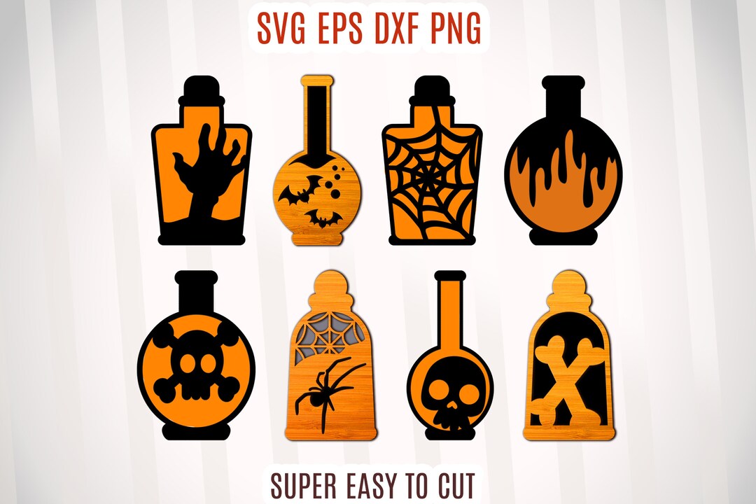 Potion Bottles Svg, Halloween Decor Cut File,poison Bottle Svg, Witches ...