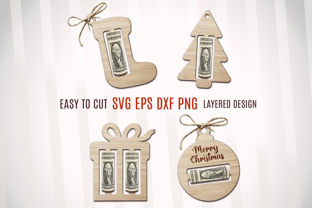 Christmas Money Clip Svg, Money Sign Christmas Ornament, Money Gift ...