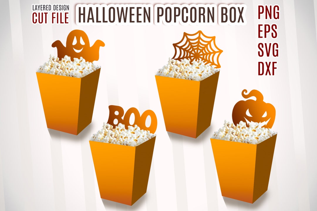 Halloween Popcorn Box Template Bundle, Halloween Trick or Treat Bag ...