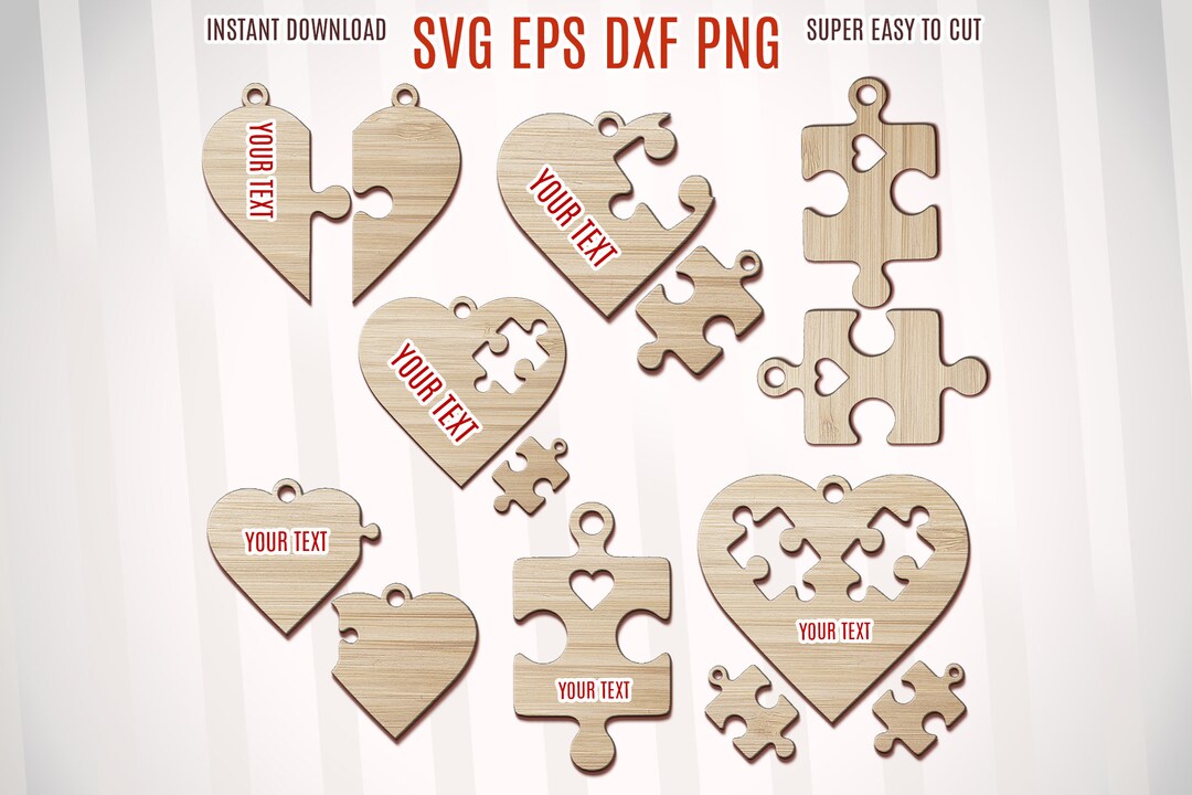 Valentine Heart Puzzle Piece SVG File, Valentine Puzzle Piece Template ...