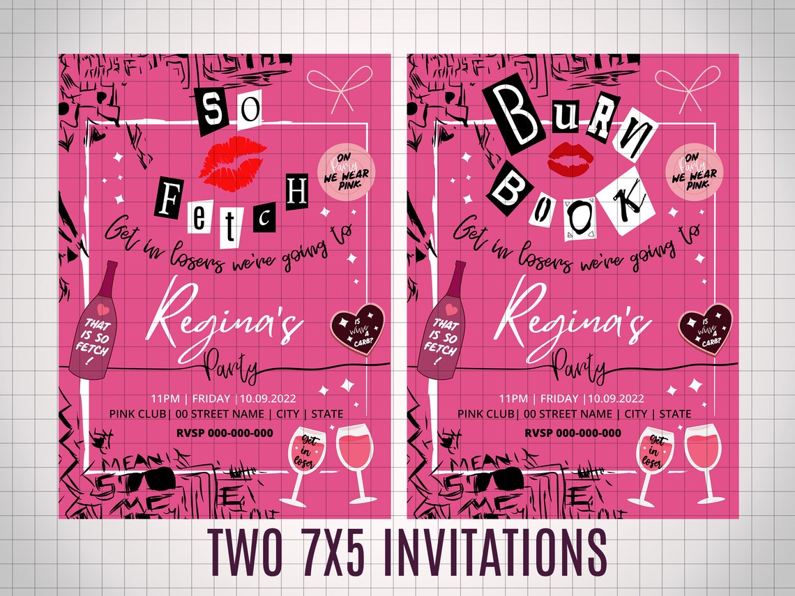 2x Mean Girls Party Invitation Editable Mean Girls Birthday - Etsy