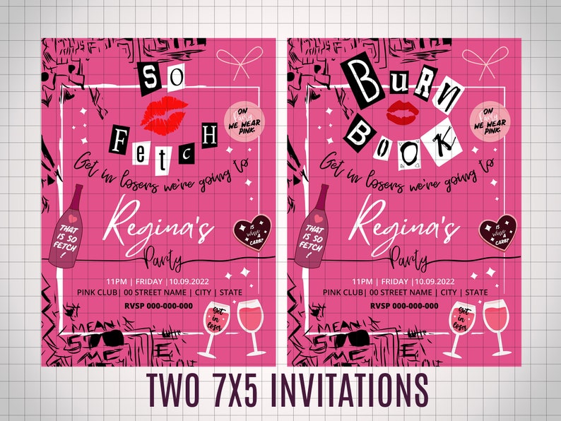 2x Mean Girls Party Invitation Editable Mean Girls Birthday - Etsy