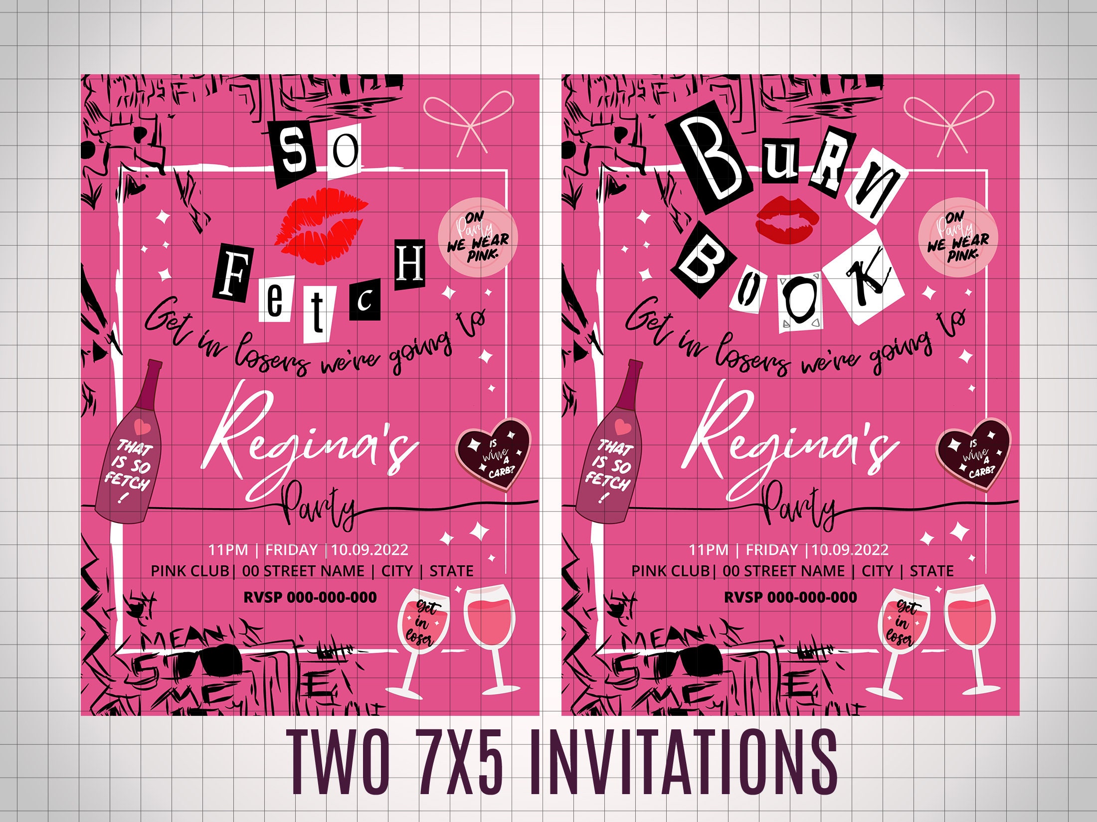2x Mean Girls Party Invitation Editable Mean Girls Birthday - Etsy