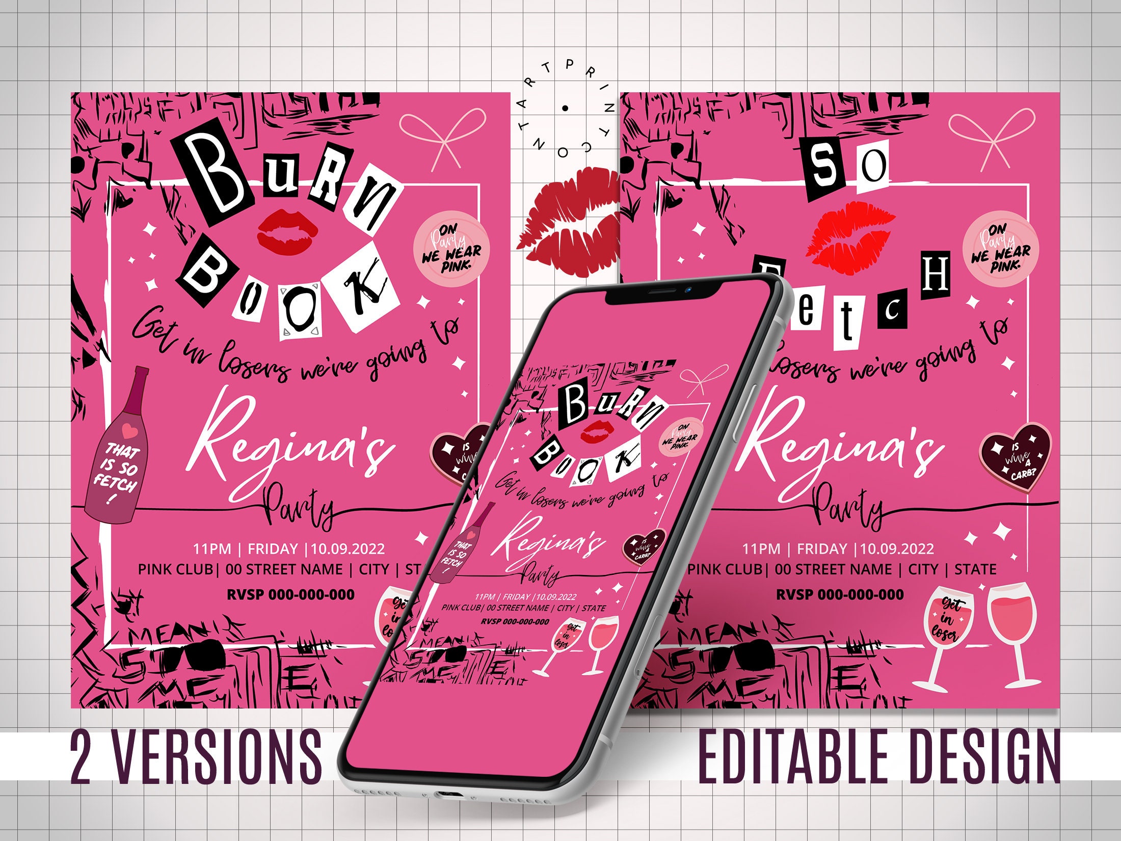 2x Mean Girls Party Invitation Editable Mean Girls Birthday - Etsy