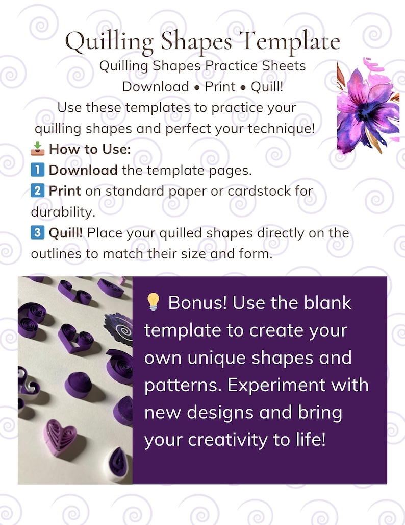 Paper Quilling Shape Techniques, Digital Download, Filigrana, Printable ...