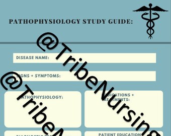 Nursing Student Study Guide for Pathophysiology - Etsy
