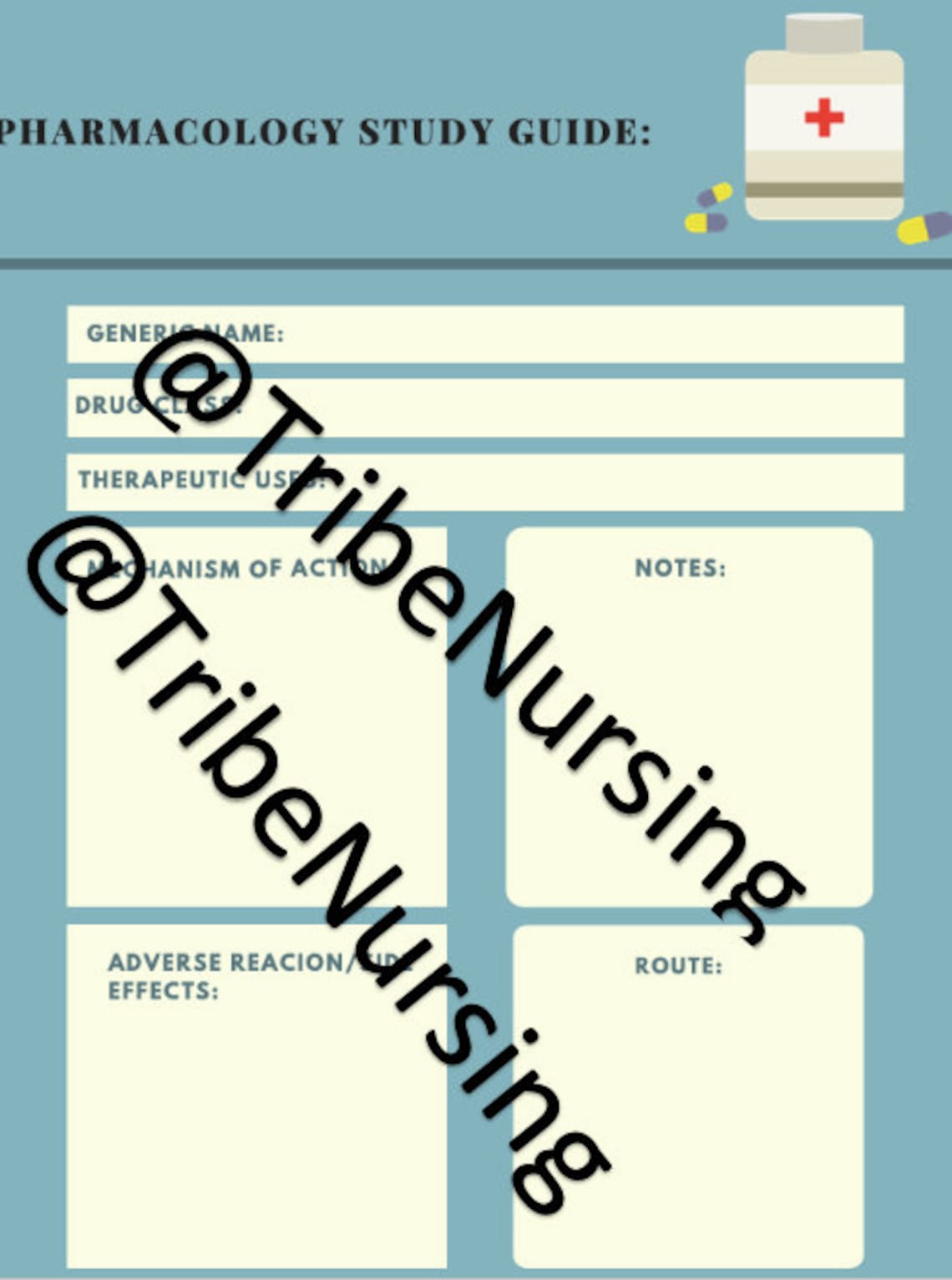 Pharmacology Study Guide Template - Etsy