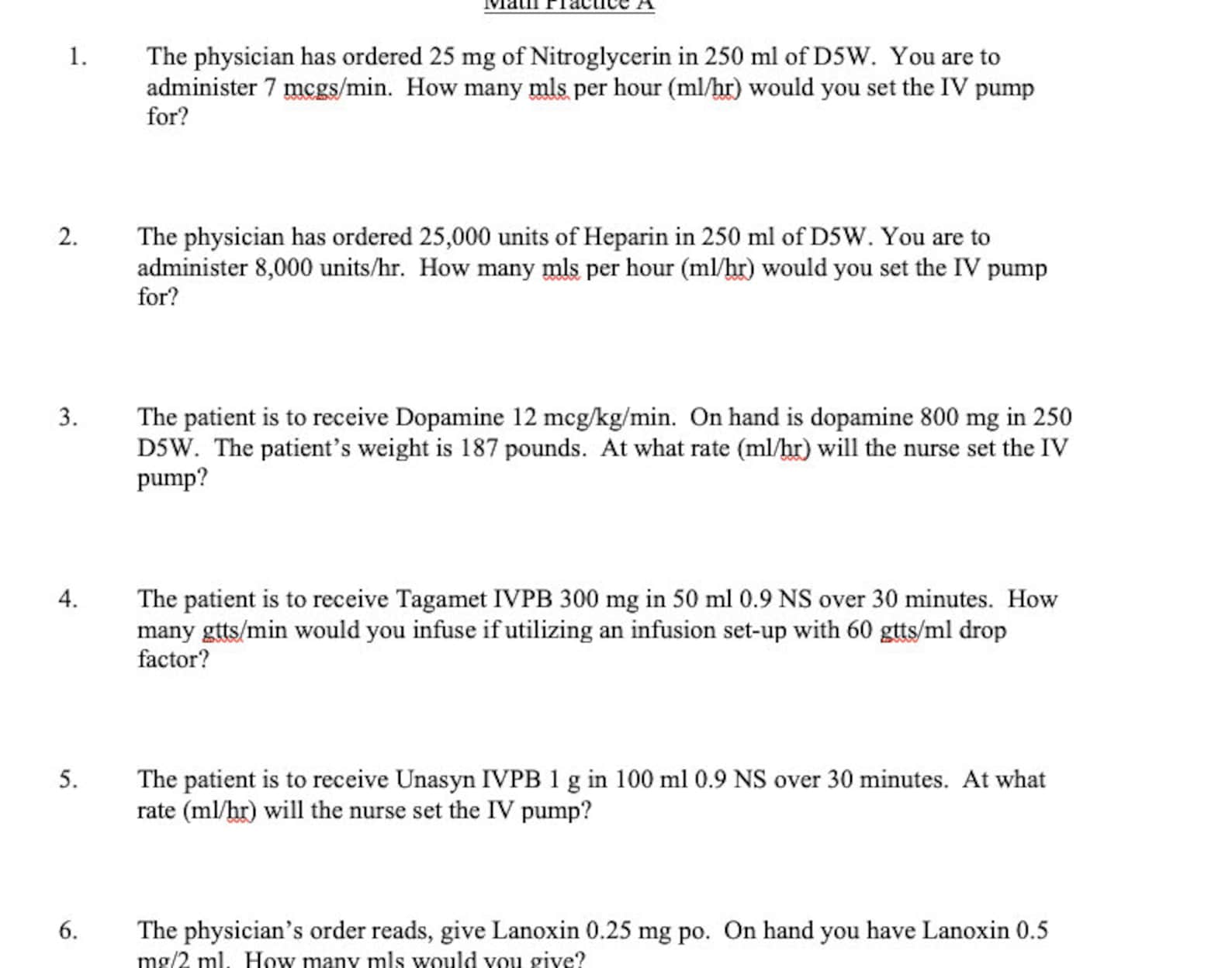 Math Dose Calculation for Nursing School (questions and Answers) - Etsy