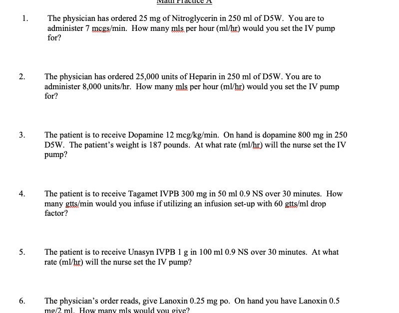 Math Dose Calculation for Nursing School (questions and Answers) - Etsy
