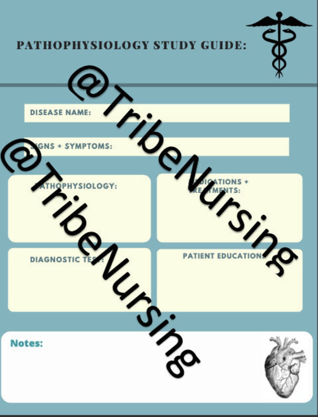 Pathophysiology Study Template Nursing School - Etsy