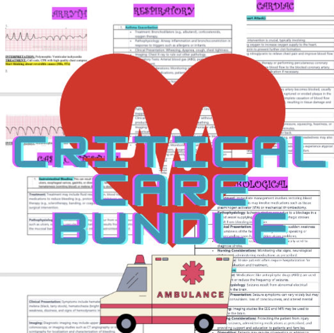 CRITICAL CARE Nursing School Ultimate Guide BUNDLE - Etsy