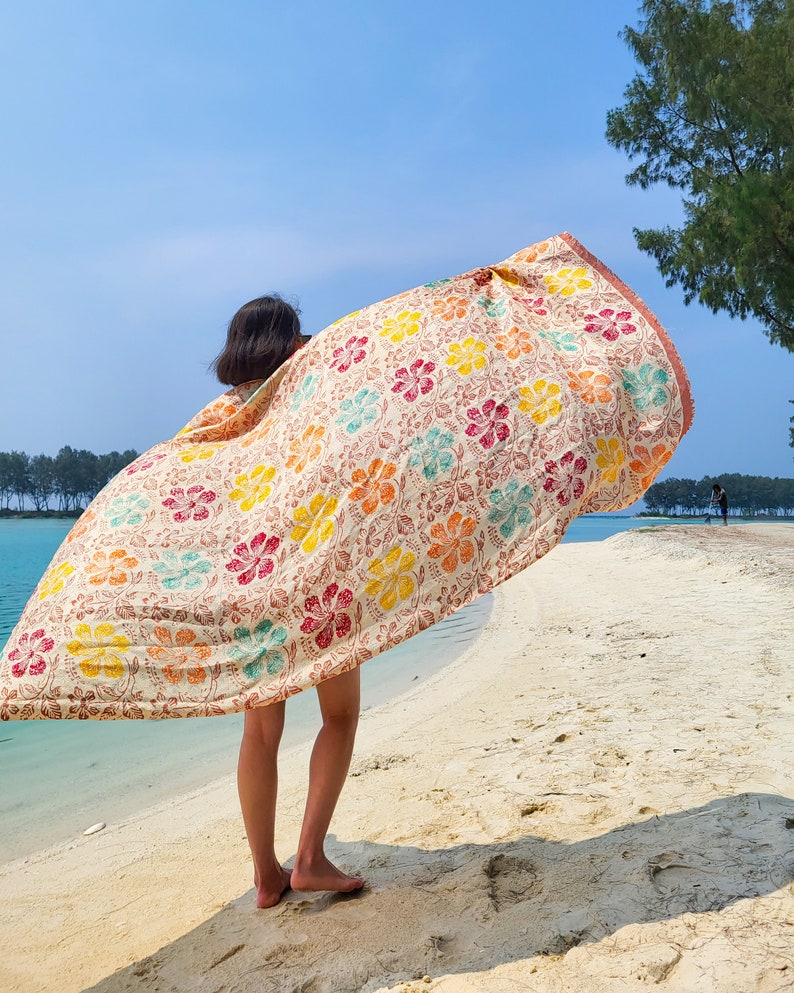 Floral Batik Sarong Indonesia Batik Fabric Beach Sarong Beach Cover up ...