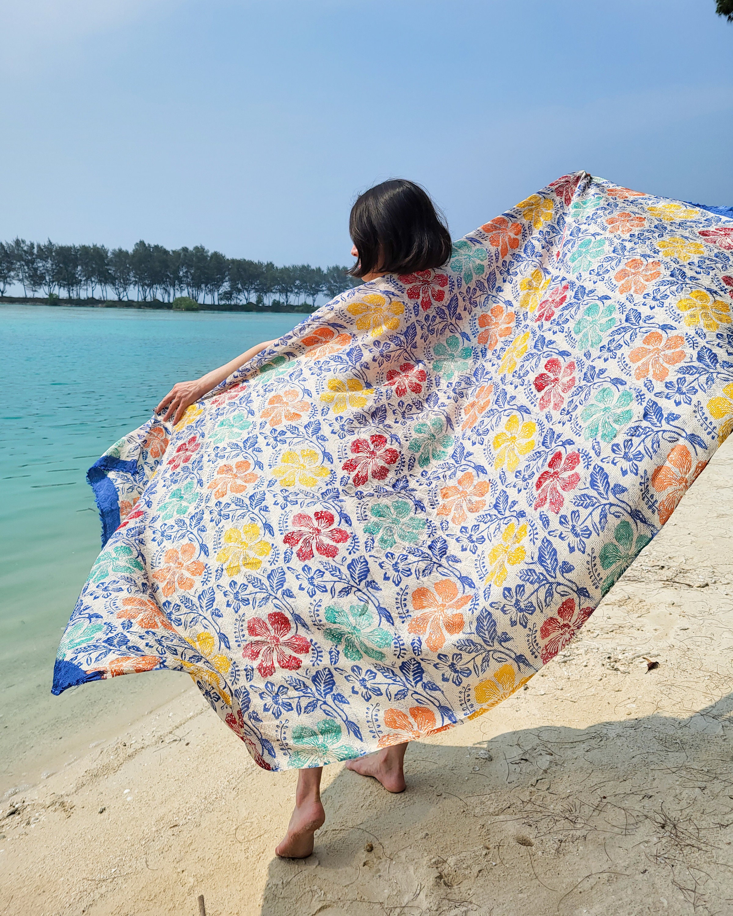 Floral Batik Sarong Indonesia Batik Fabric Beach Sarong Beach Cover up ...