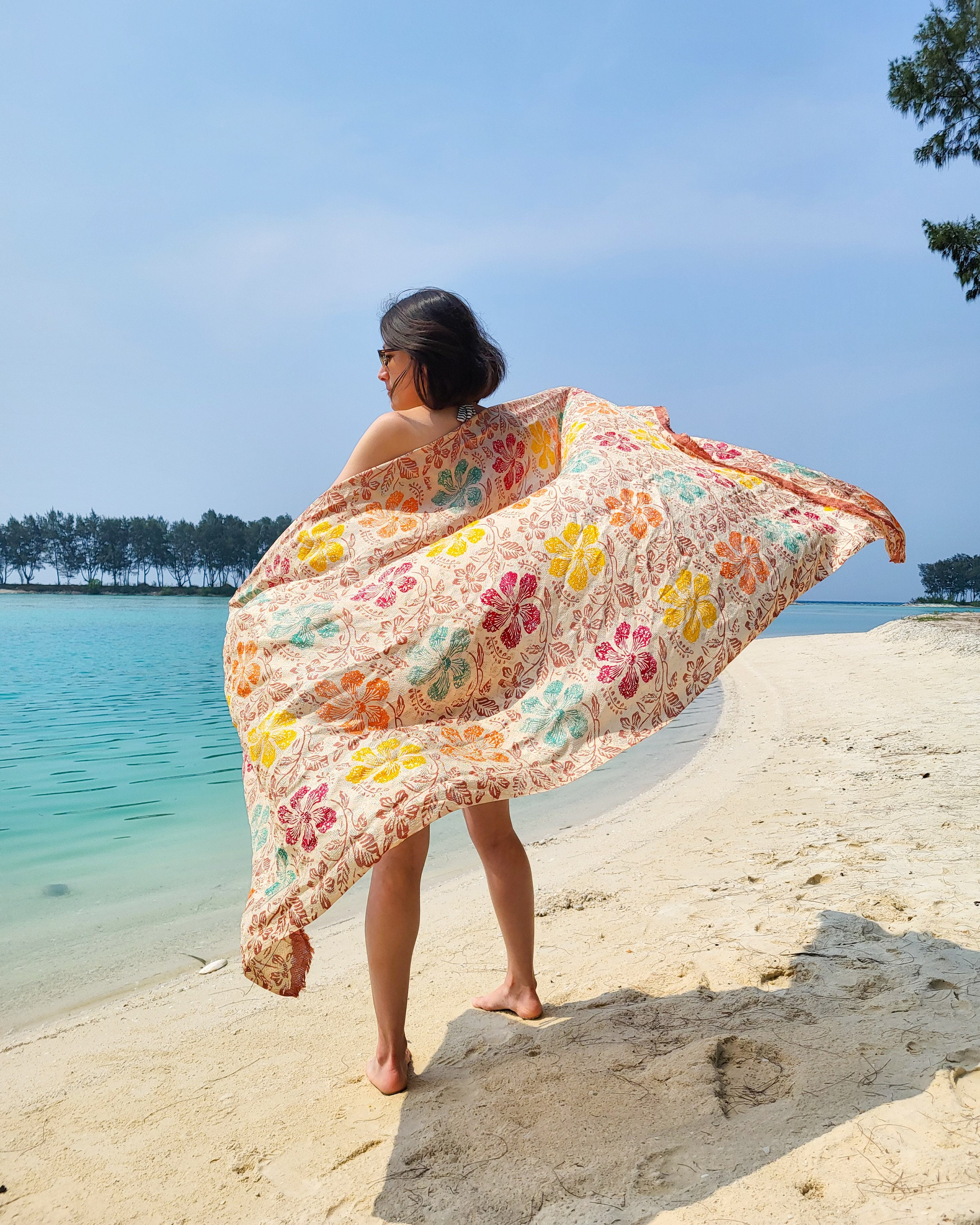 Floral Batik Sarong Indonesia Batik Fabric Beach Sarong Beach Cover up ...