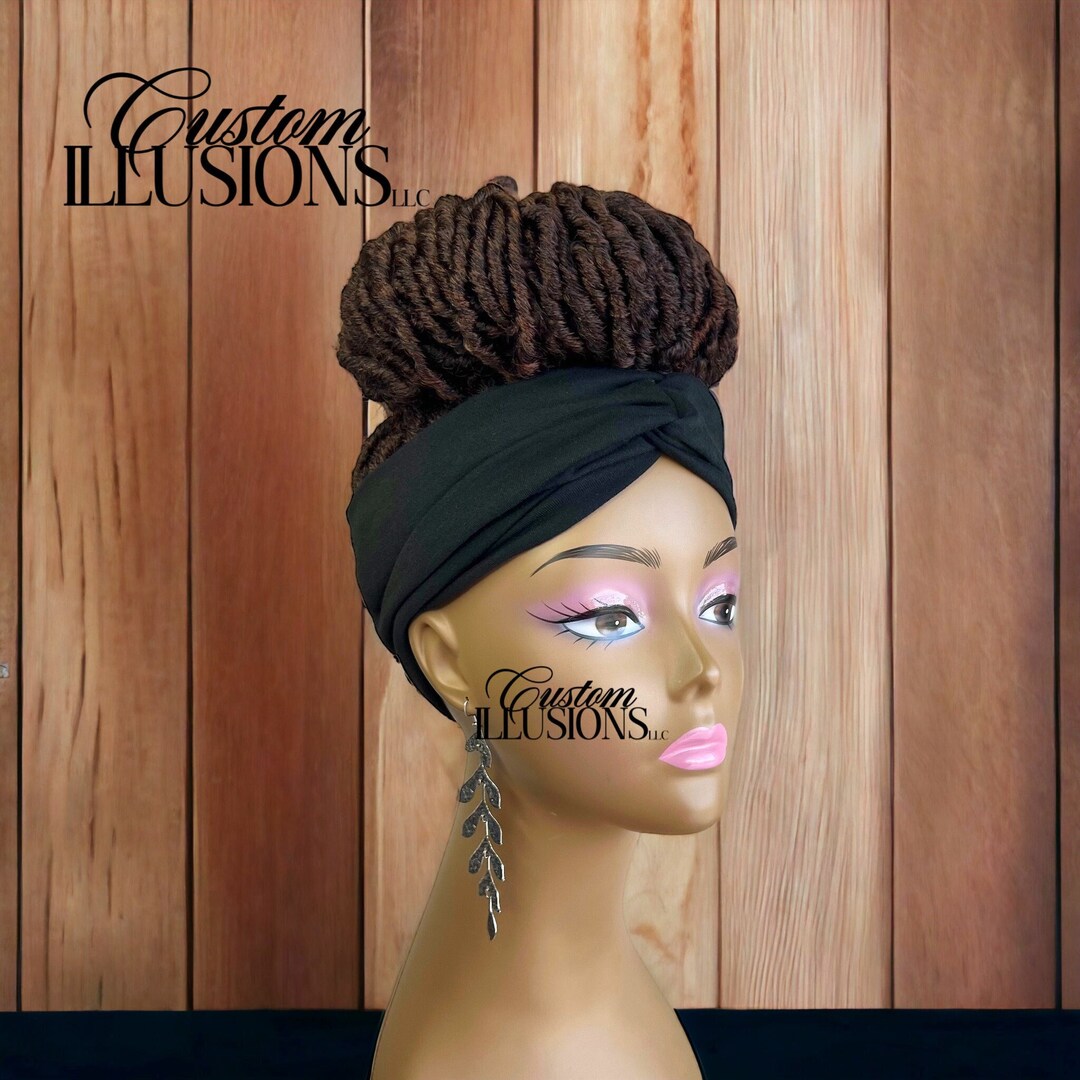 Faux Loc Bun Headband Wig (18-24 Inches Semi-curly, 24-30 Inches ...