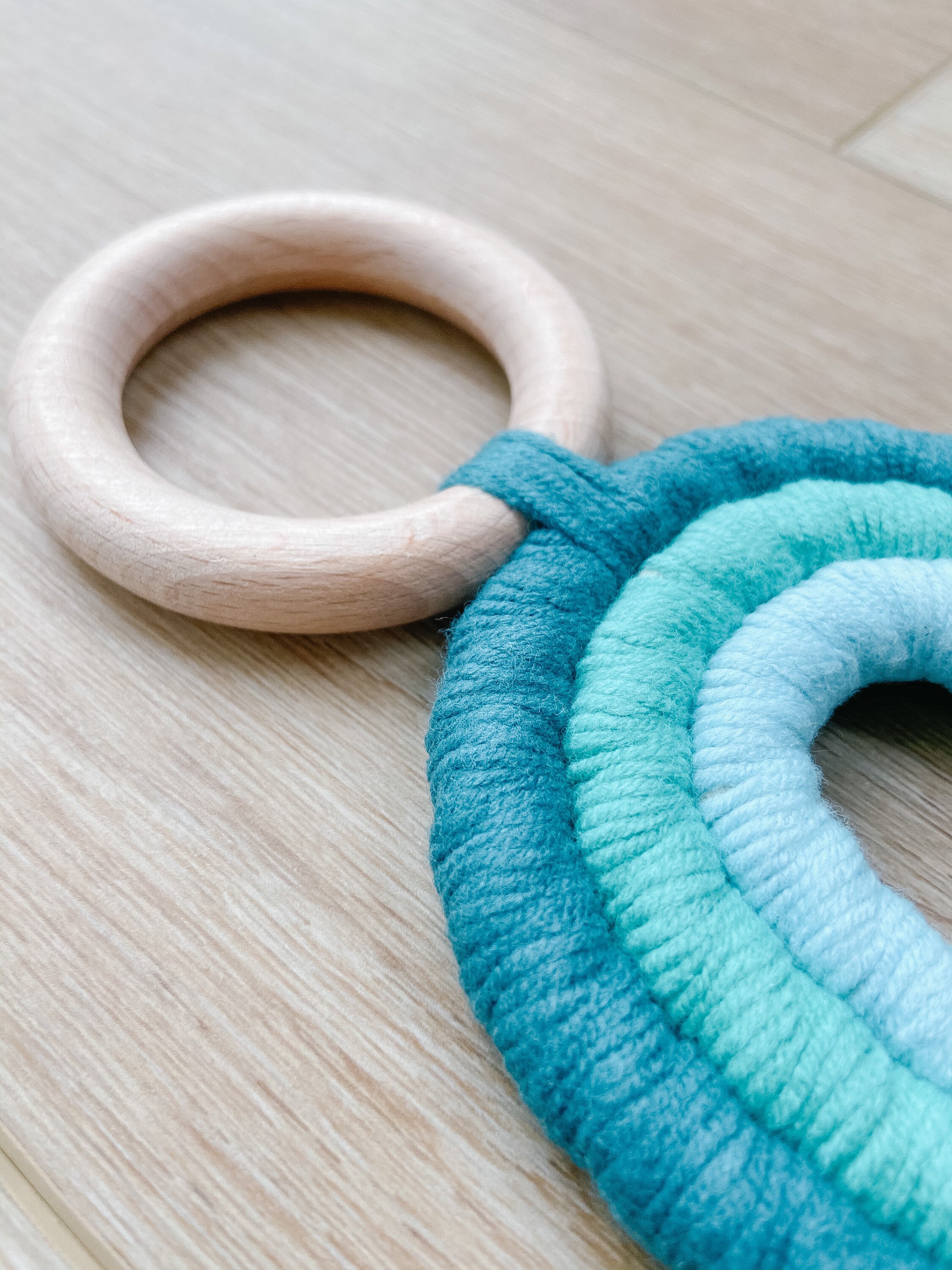 Macrame Rainbow Wooden Teether Teething Ring Baby Teether - Etsy