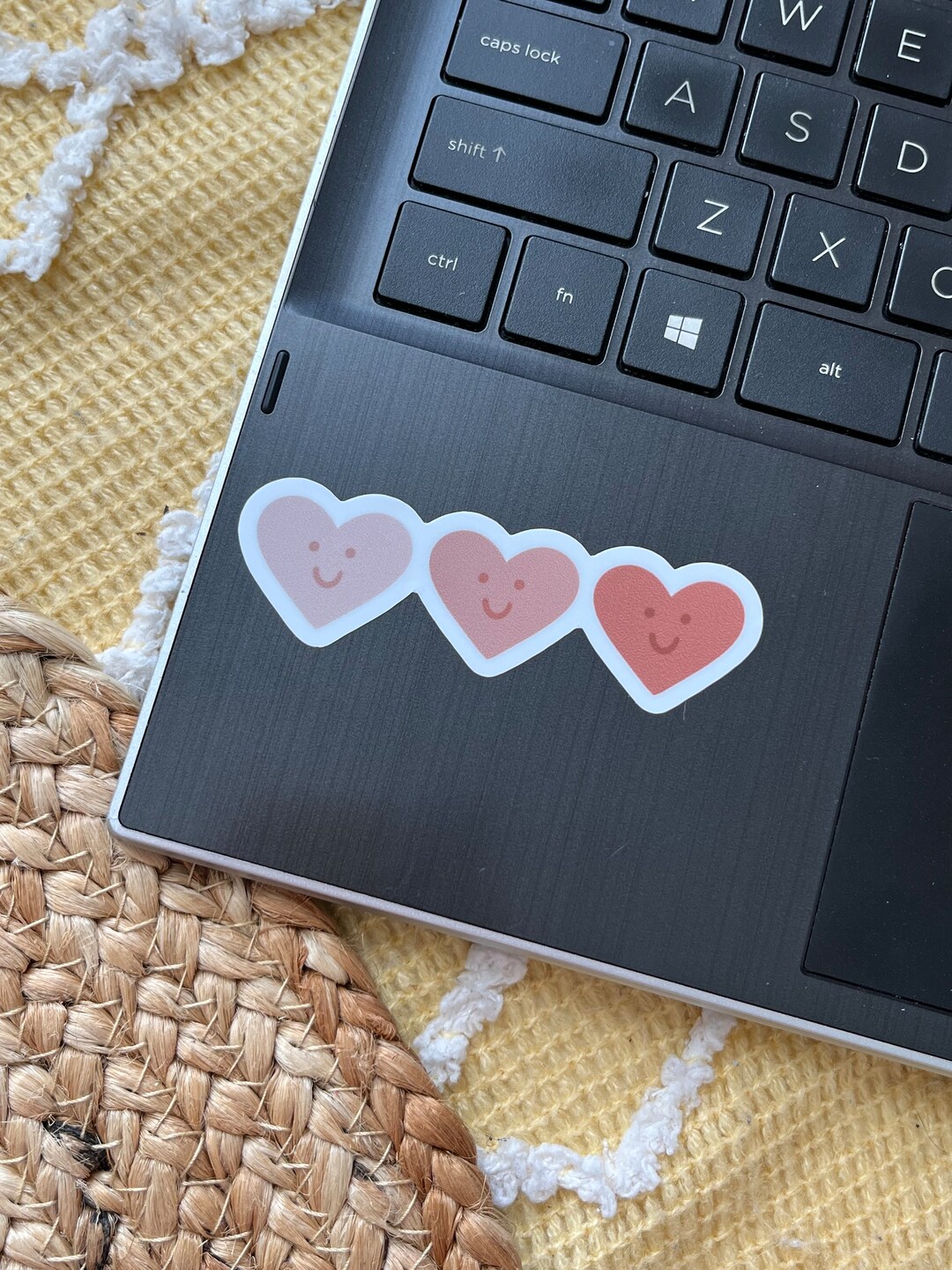Smiling Hearts Sticker: Waterproof Vinyl Decal for Laptop, Water Bottle ...